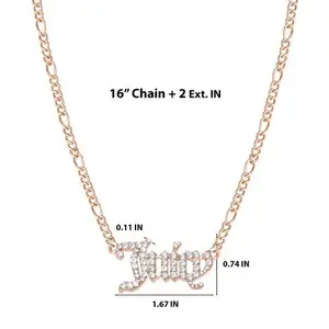 Juicy Couture Crystal Script Logo Chain Necklace