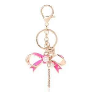 Juicy Couture Bow Charm Keychain - Rose Gold, Pink