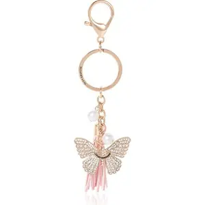 Juicy Couture Butterfly Charm Keychain - Gold, Pink
