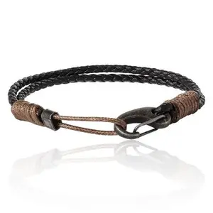 Lucky Brand Braided Leather Adjustable Bracelet - Black/ Brown