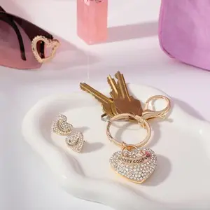 Juicy Couture Pave Heart Keychain And Earrings Set