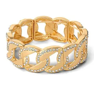 Jessica Simpson Link Bracelet With Crystals - Gold