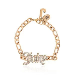 Juicy Couture Crystal Script Logo Chain Bracelet - Gold