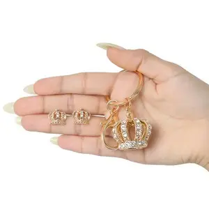 Juicy Couture Crystal Crown Keychain And Earrings Set