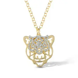Jessica Simpson Tiger Pendant Necklace With Crystal Accents - Gold