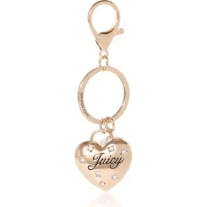 Juicy Couture Heart Keychain With Faux Pearls - Gold