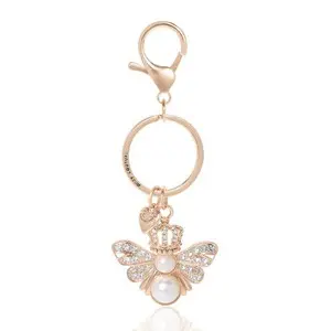 Juicy Couture Regal Bee Pearl Charm Keychain - Gold
