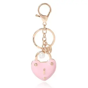 Juicy Couture Heart Lock Keychain - Rose Gold, Pink