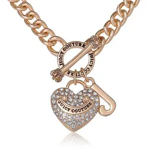 Juicy Couture Heart And Logo Toggle Charm Necklace - Gold