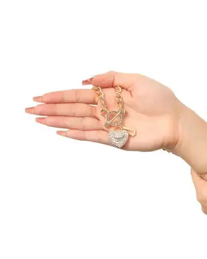 Juicy Couture Heart And Logo Toggle Charm Necklace - Gold