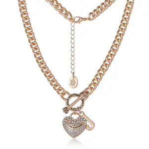 Juicy Couture Heart And Logo Toggle Charm Necklace - Gold