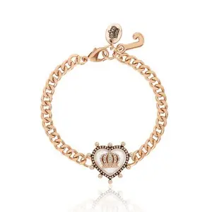 Juicy Couture Tone Chain Bracelet With Crown Heart Charm - Gold