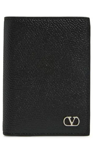 Valentino Garavani Vlogo Signature Bifold Leather Card Holder - Black