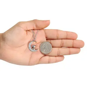 PEANUTS Snoopy Moon Cubic Zirconia Pendant Necklace