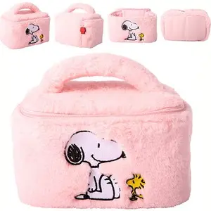 PEANUTS Snoopy Fluffy Cosmetic Bag - Pink
