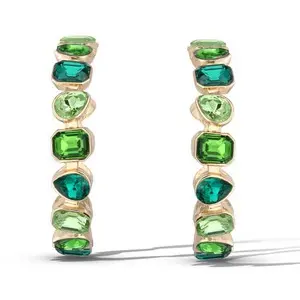 Jessica Simpson Gold-tone Multi-stone Hoop Earrings - Green