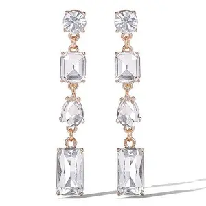 Jessica Simpson Crystal Cascade Statement Earrings - Gold