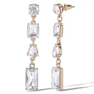 Jessica Simpson Crystal Cascade Statement Earrings