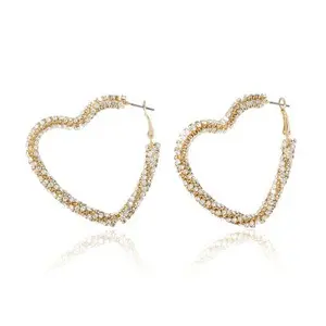 Bcbgmaxazria Crystal Heart Hoop Earrings - Gold