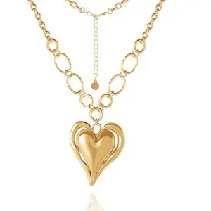 Bcbgmaxazria Linked Chain Heart Pendant Necklace