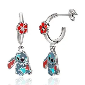 Disney Lilo & Stitch Dangle Hoop Earrings - Blue
