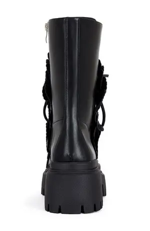 AZALEA WANG Floral Appliqué Lug Sole Boots