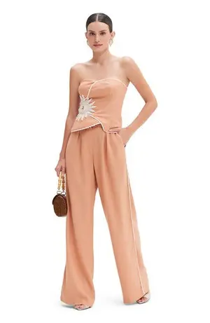 PatBO Wide-leg Linen Pants With Belt - Brown