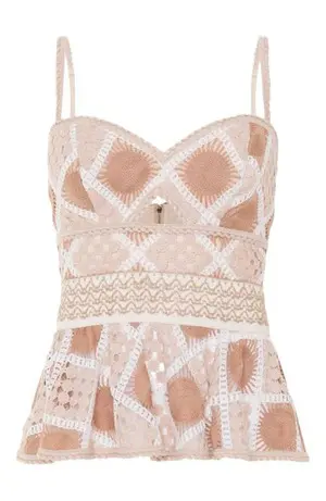 PatBO Crochet Peplum Top