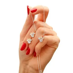 Disney Crystal Necklace And Stud Earring Set