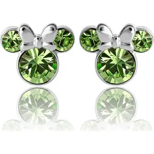 Disney Minnie Mouse Birthstone Stud Earrings - August - Peridot Crystal