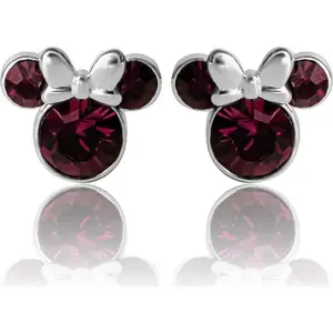 Disney Minnie Mouse Birthstone Stud Earrings - February - Amethyst Crystal