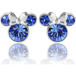 Disney Minnie Mouse Birthstone Stud Earrings Silver