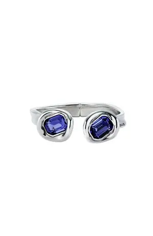 UNODE50 Purple Crystal Bangle - Silver