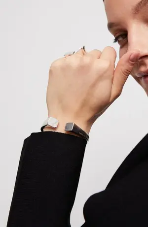 UNODE50 Polished Block Cuff - Silver