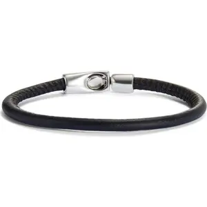 UNODE50 Clasp Leather Bracelet - Silver