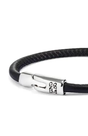 UNODE50 Clasp Leather Bracelet - Silver