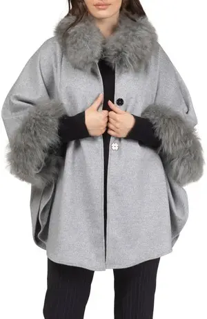 Gorski Wool And Cashmere Trimmed Cape - Gray