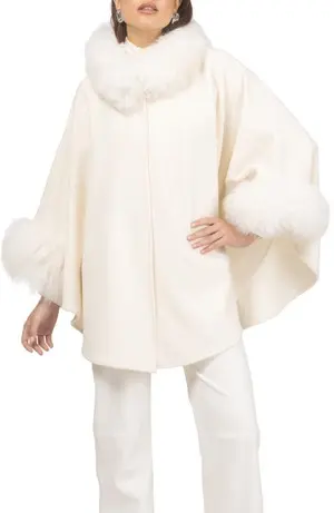 Gorski Wool And Cashmere Trimmed Cape - Ivory