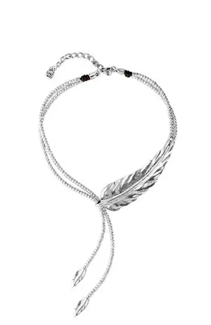 UNODE50 Feather Drop Sterling -plated Necklace - Silver