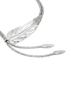 UNODE50 Feather Drop Sterling -plated Necklace