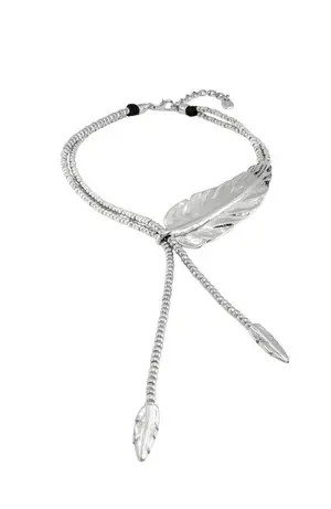 UNODE50 Feather Drop Sterling -plated Necklace