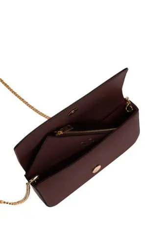Gorski Leather Crossbody Bag With Chain Strap - Burgundy