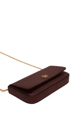 Gorski Leather Crossbody Bag With Chain Strap - Burgundy