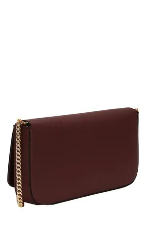 Gorski Leather Crossbody Bag With Chain Strap - Burgundy