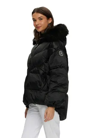 Gorski Après-ski High-low Jacket With Detachable Trim - Black/black