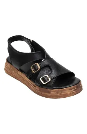 FOREVER & ALWAYS SHOES Levine Leather Side-zip Sandal - Black Leather