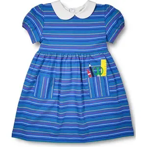 FLORENCE EISEMAN Stripe Knit Dress With Appliqu