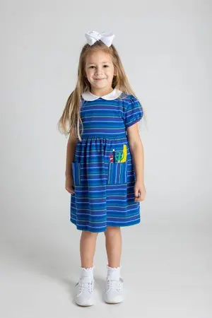 FLORENCE EISEMAN Stripe Knit Dress With Appliqu