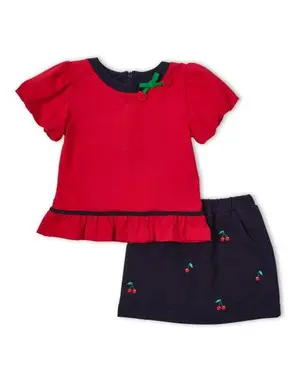 FLORENCE EISEMAN French Terry Skort With Embroidered Cherries