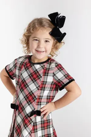 FLORENCE EISEMAN Tartan Plaid Dress With Bows